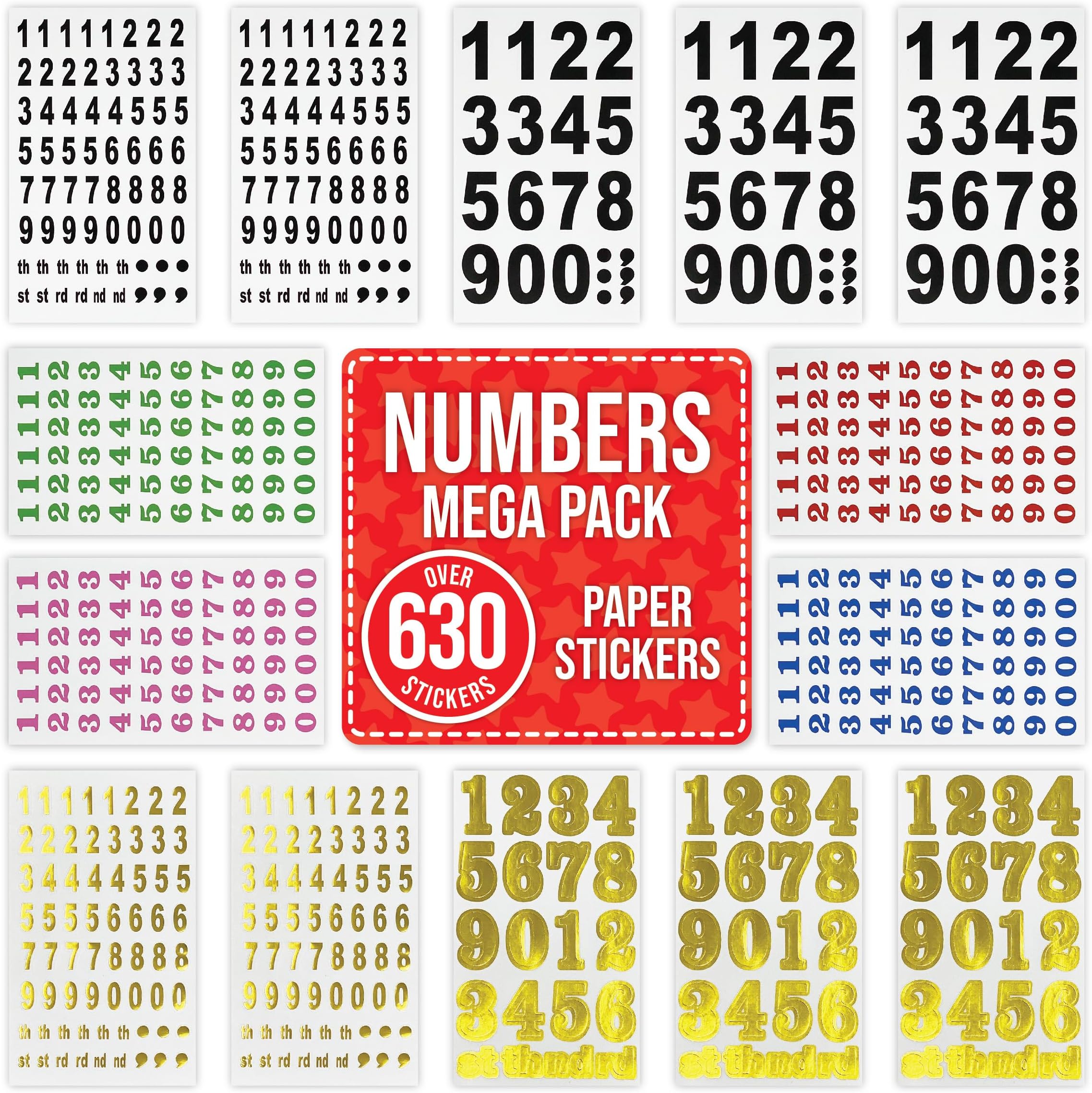 Glitterati 54 GOLD Glittery Self Adhesive NUMBER Stickers : Amazon.co ...