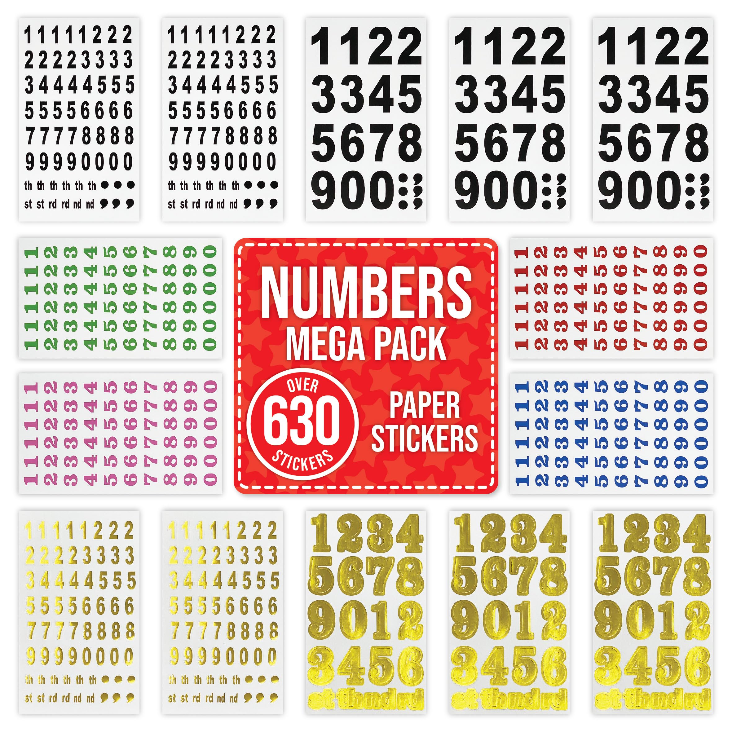 Number Stickers for Scrapbooking, Crafting, Decorating - Over 630 Self ...