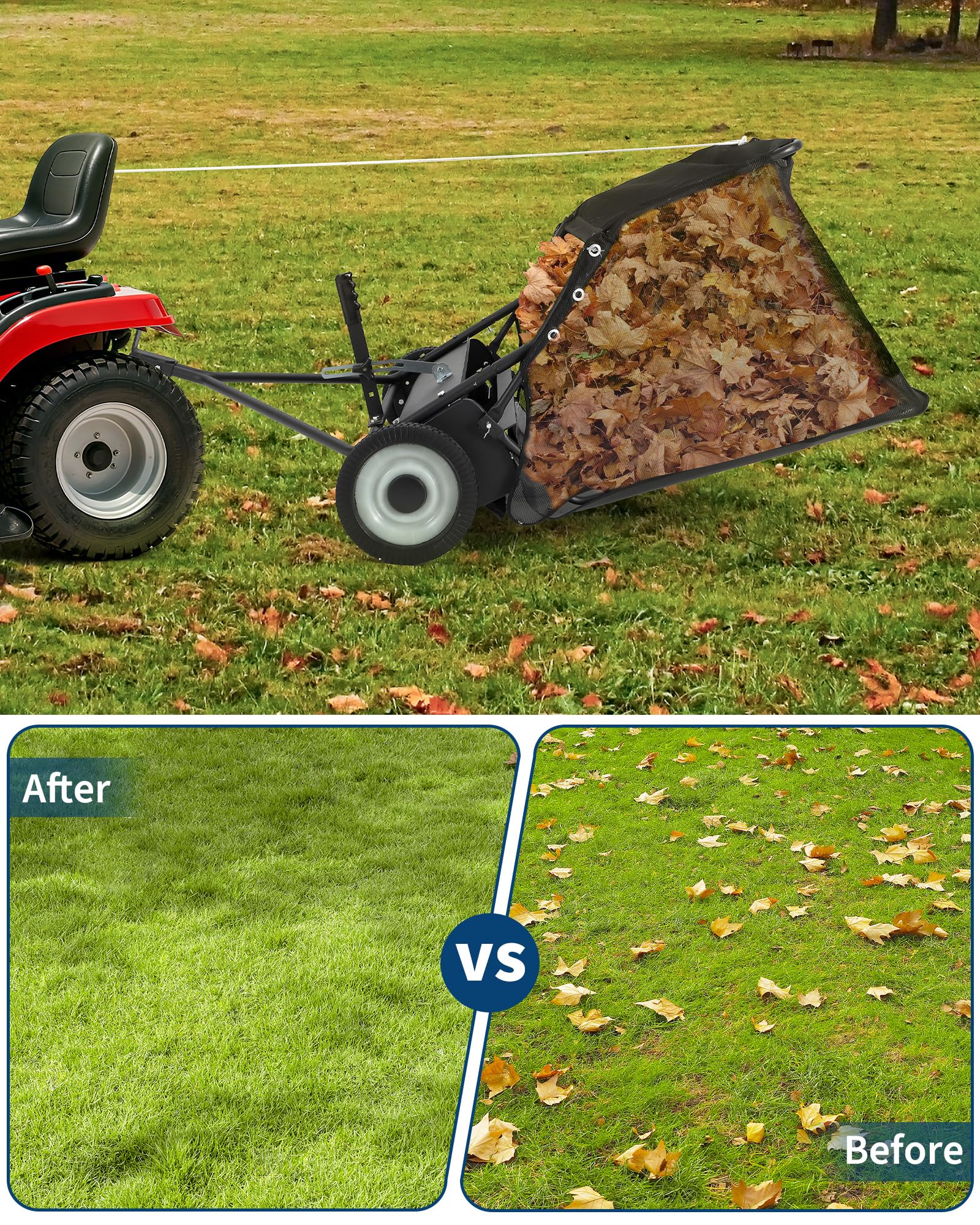 Snapklik.com : 42 In Lawn Sweeper Tow Behind, Pull Behind Yard Sweeper ...