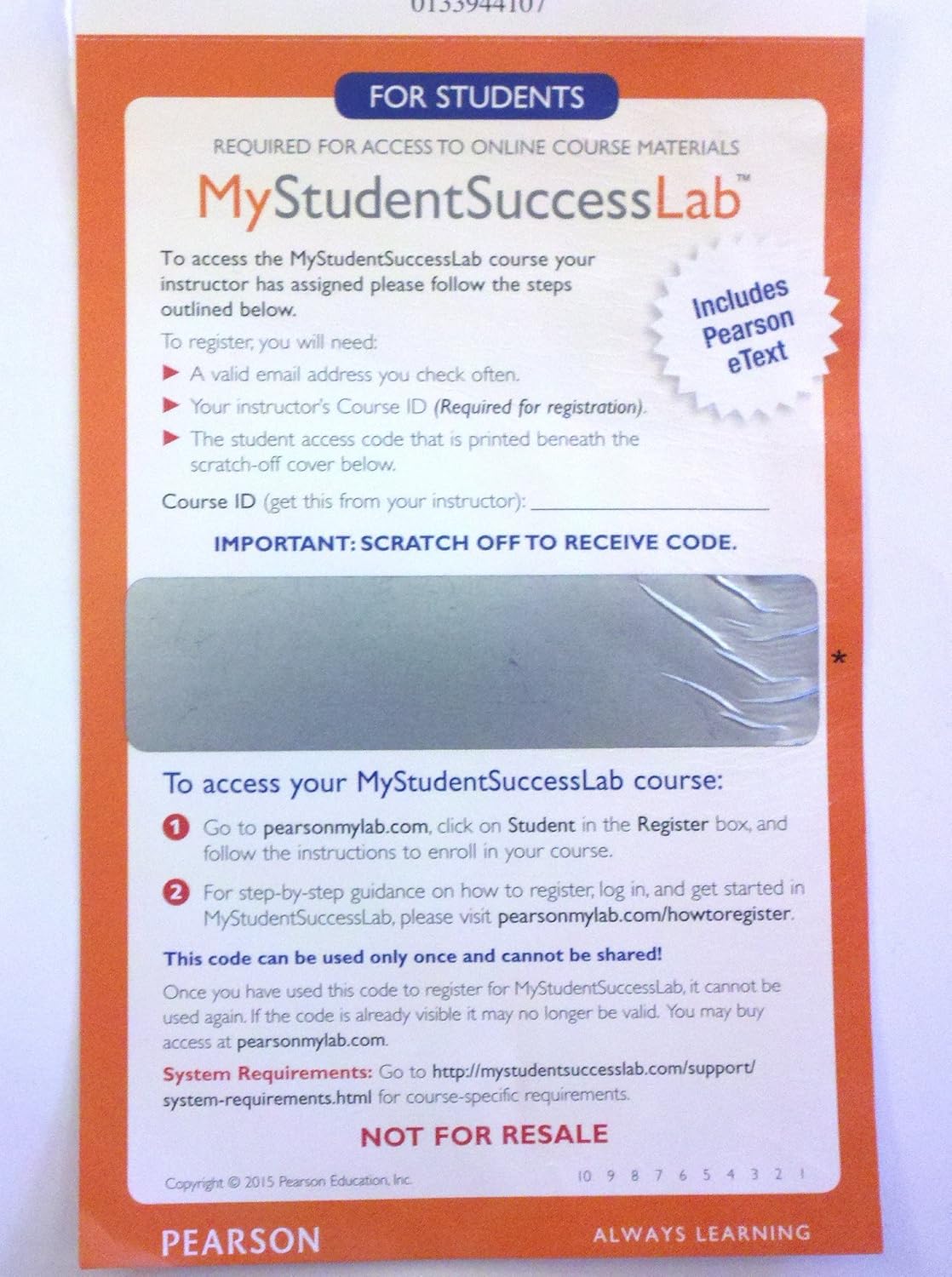 MyLab Student Success with Pearson eText - Glue in Access Card: Pearson ...