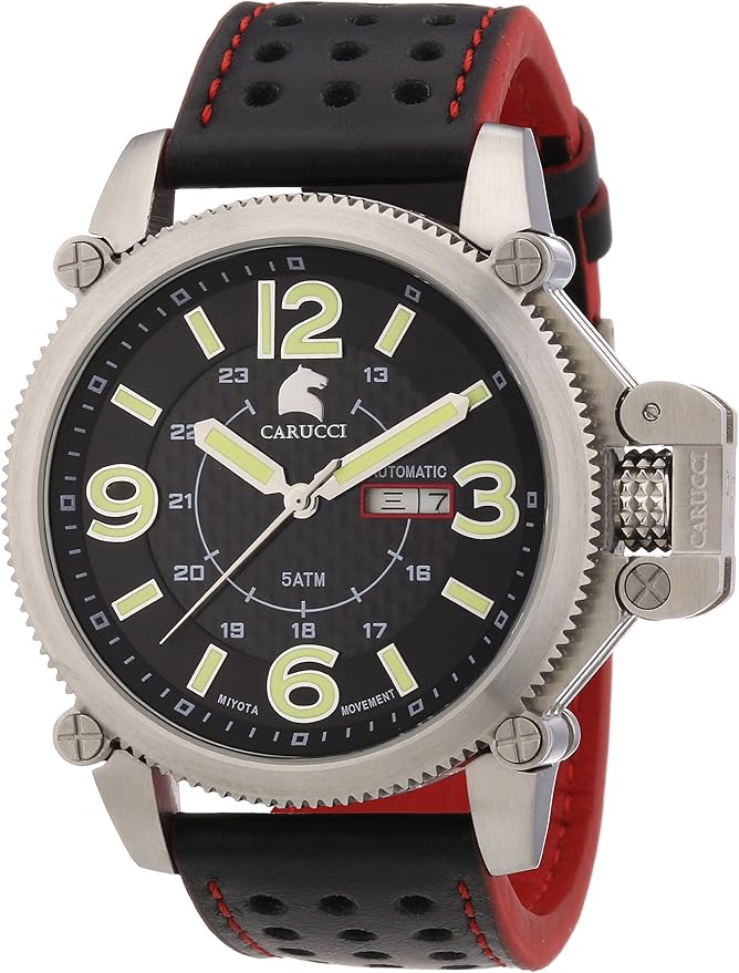 Carucci Watches Herren-Armbanduhr XL Analog Automatik Leder CA2191RD ...