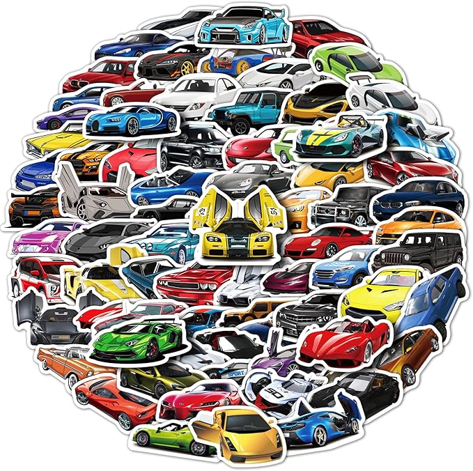 Amazon.com: 100 PCS Car Stickers Pack for Kids Teens Adults, Racing Car ...