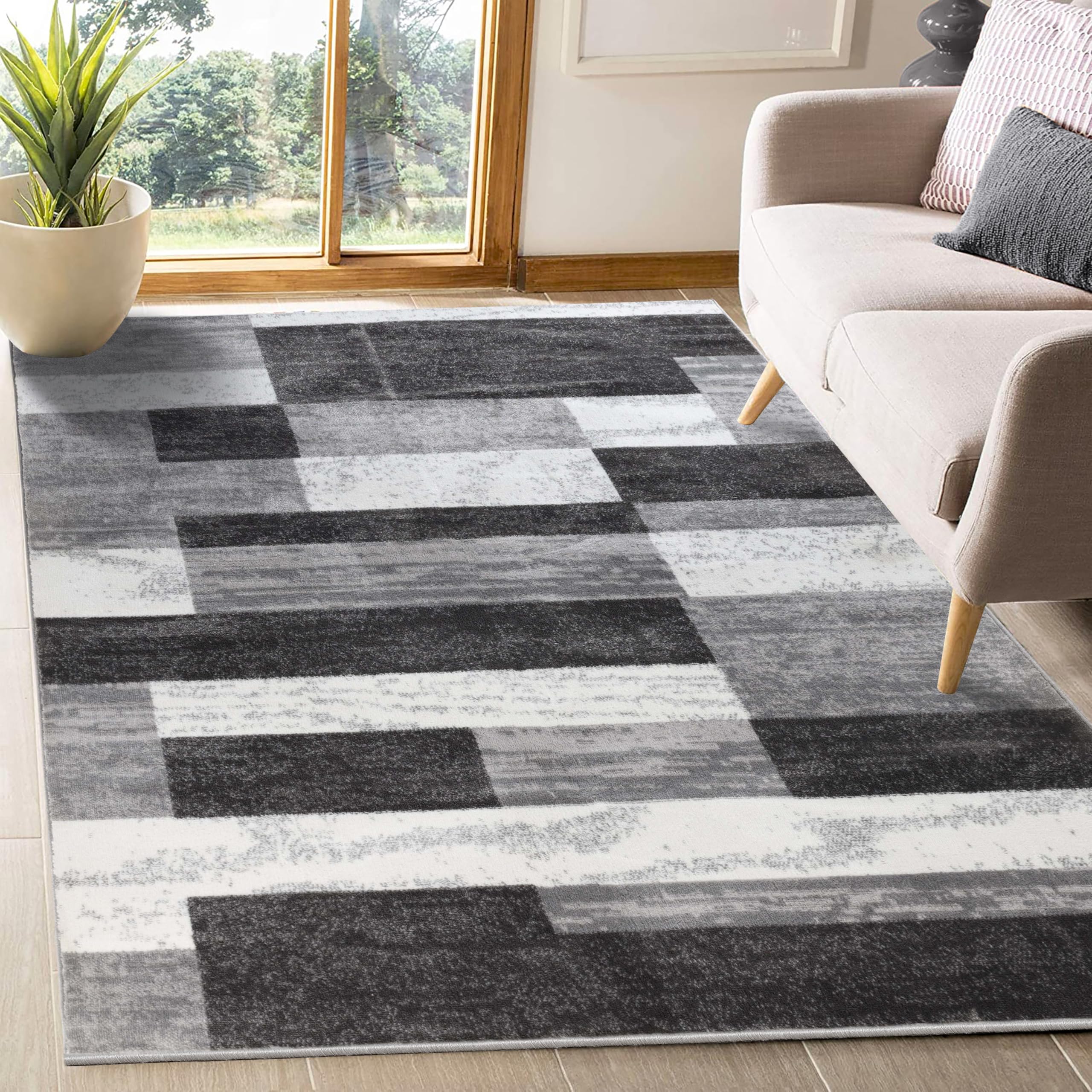 Amazon.com: Superior Indoor Area Rug, Jute Backed, Modern Geometric ...
