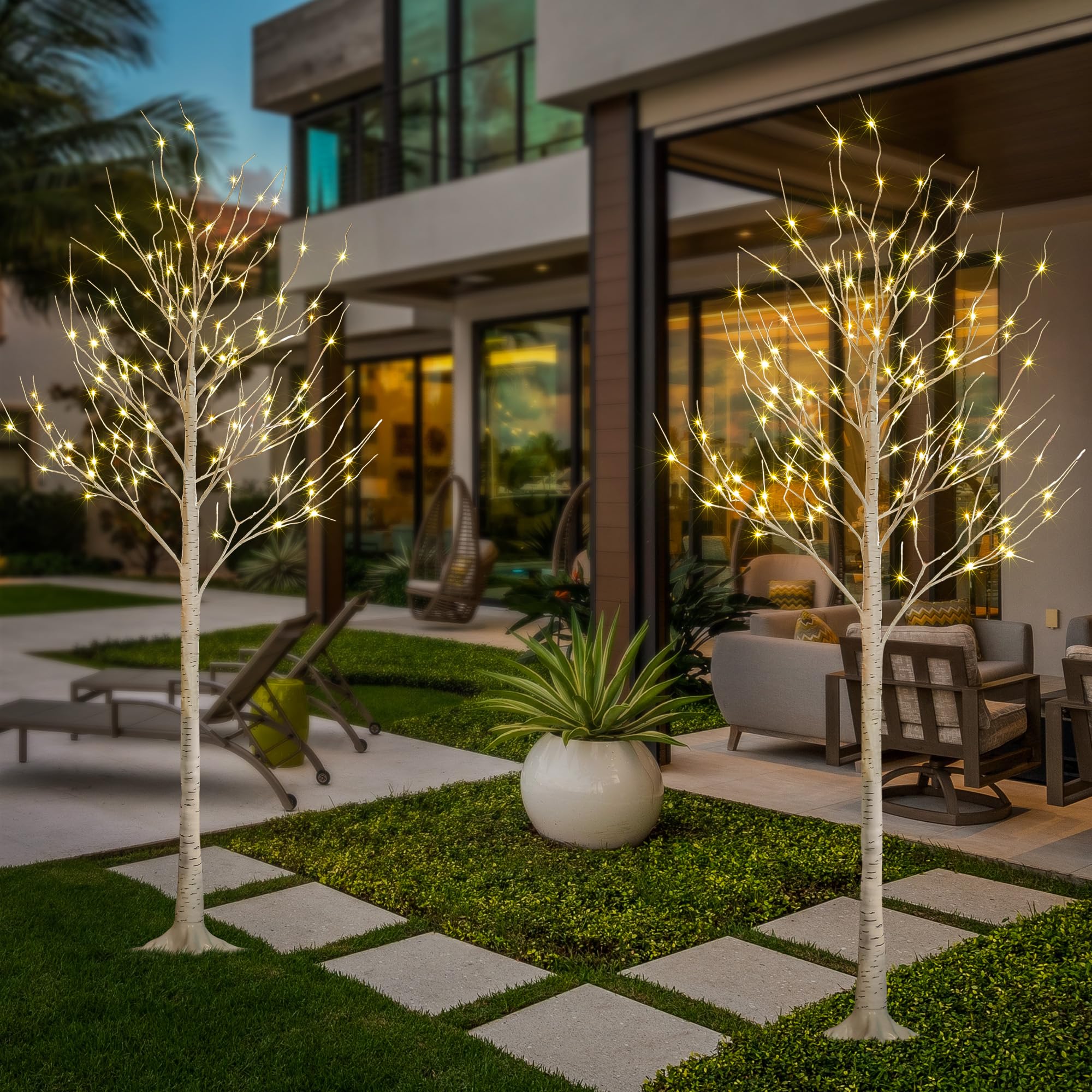 White Lit Wire Stick Tree