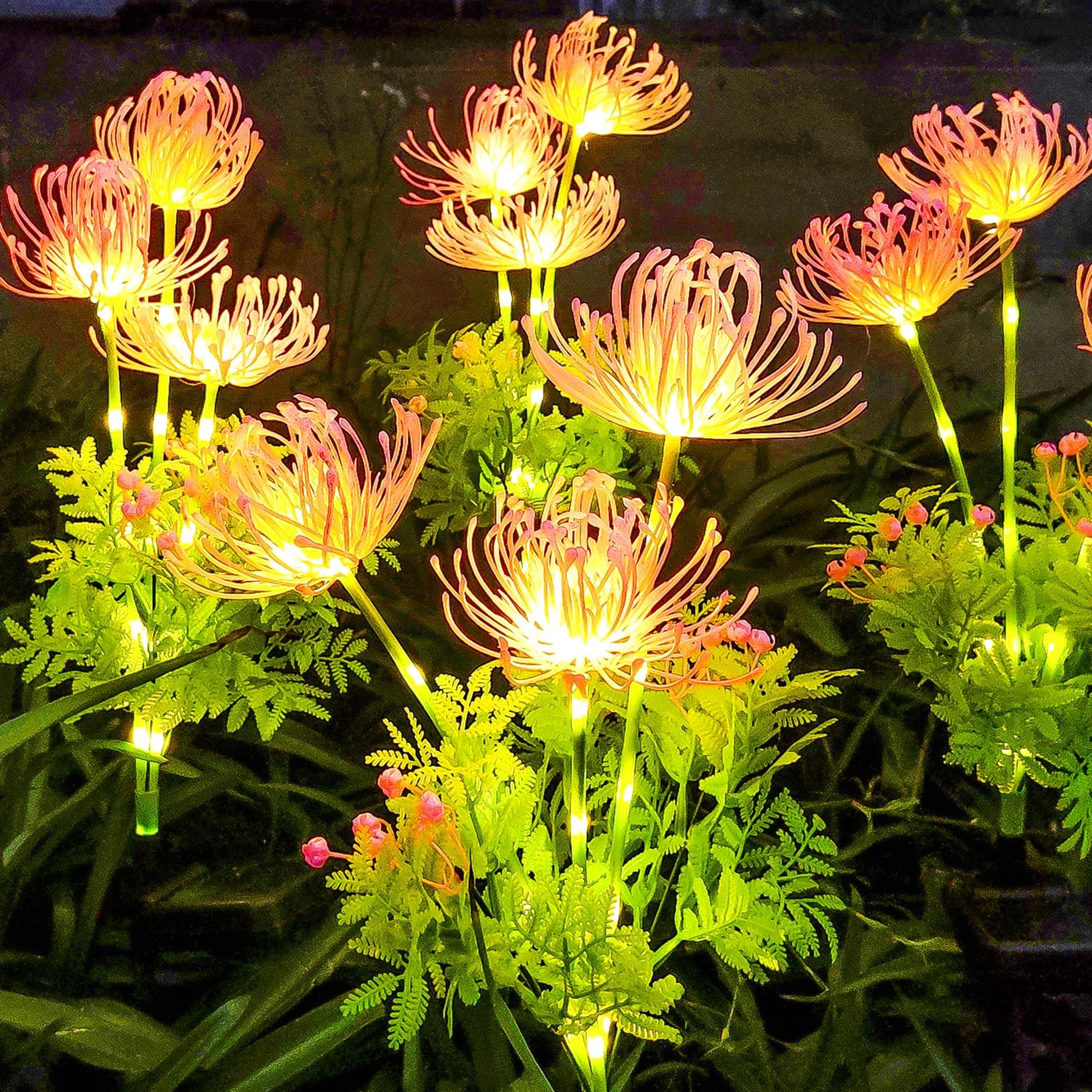SmilingTown Solar Garden Lights with Light-up Flowers and Stems Outdoor ...