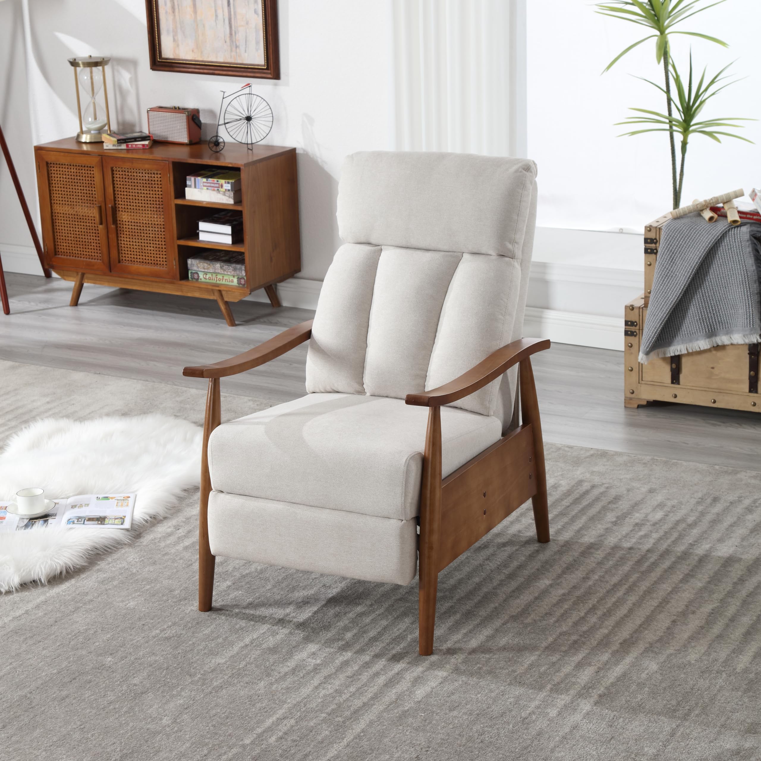 Wood Frame Armchair, Modern Accent Chair Lounge Chair for Living Room