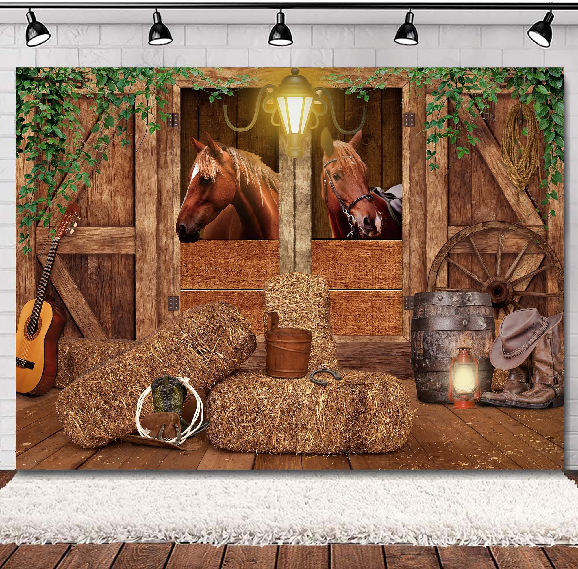 Amazon.com : SVBright Stable Western Backdrop 8Wx6H Farmhouse Brown ...