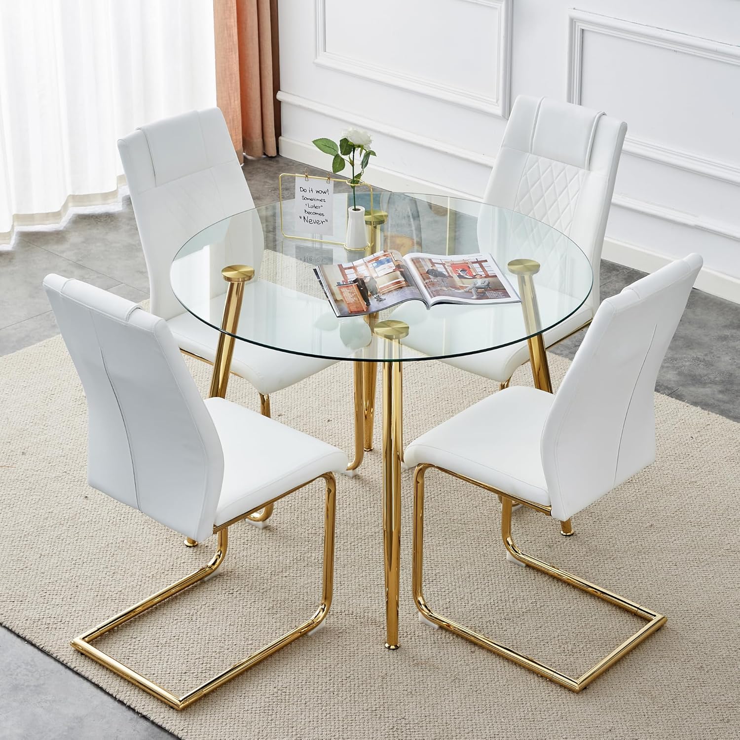 Amazon.com - FFIKK 40”Circle Dining Table Set for 4,Small Round Dining ...