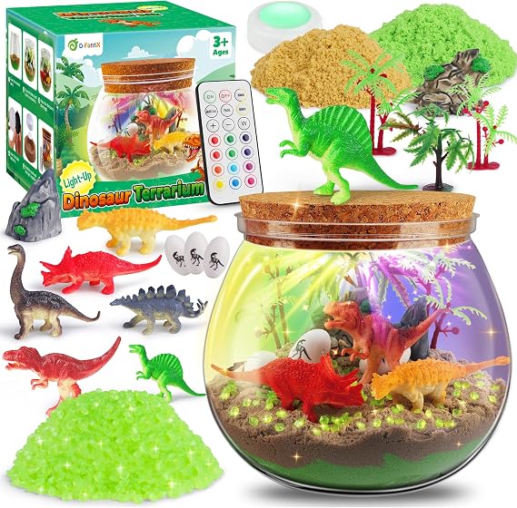 Amazon.com: D-FantiX Dinosaur Toys Terrarium Kit for Kids, LED Dino ...