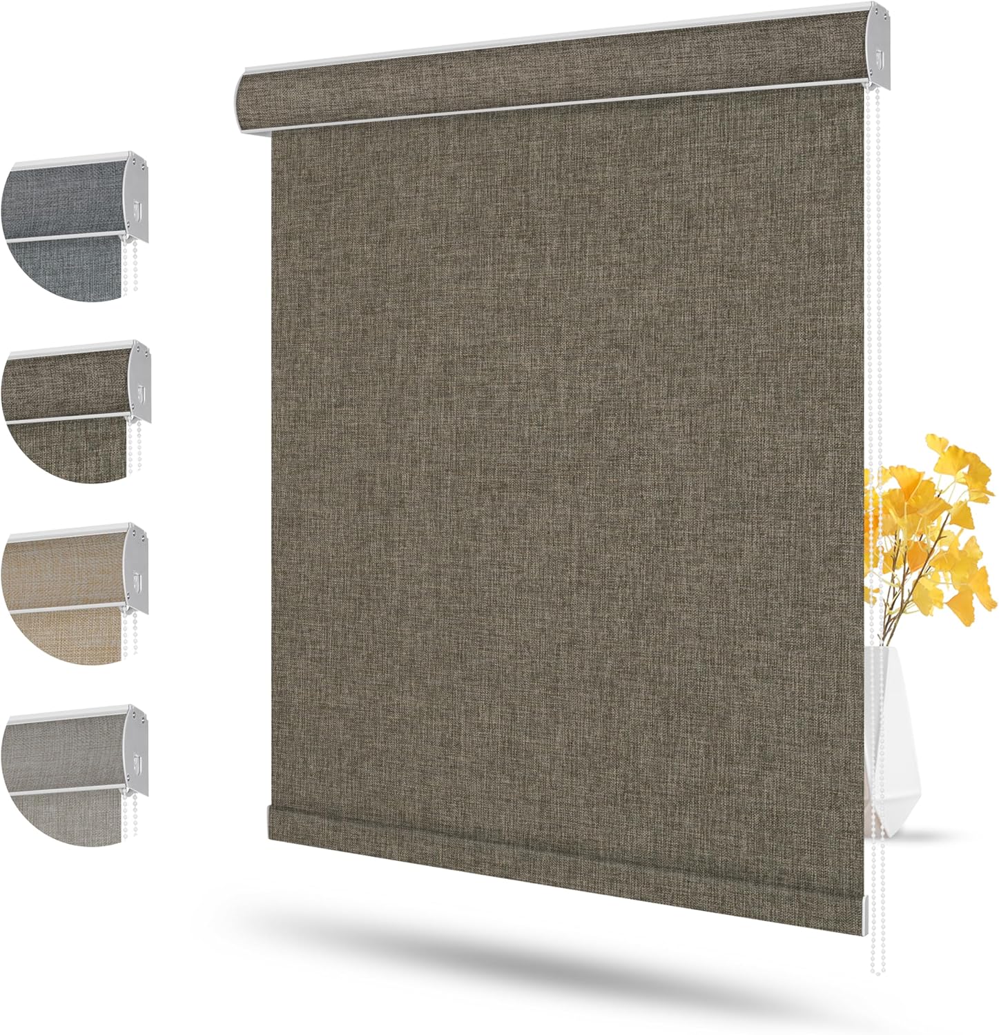 Amazon.com: Boolegon Blackout Roller Blinds for Window, Linen Fabric ...