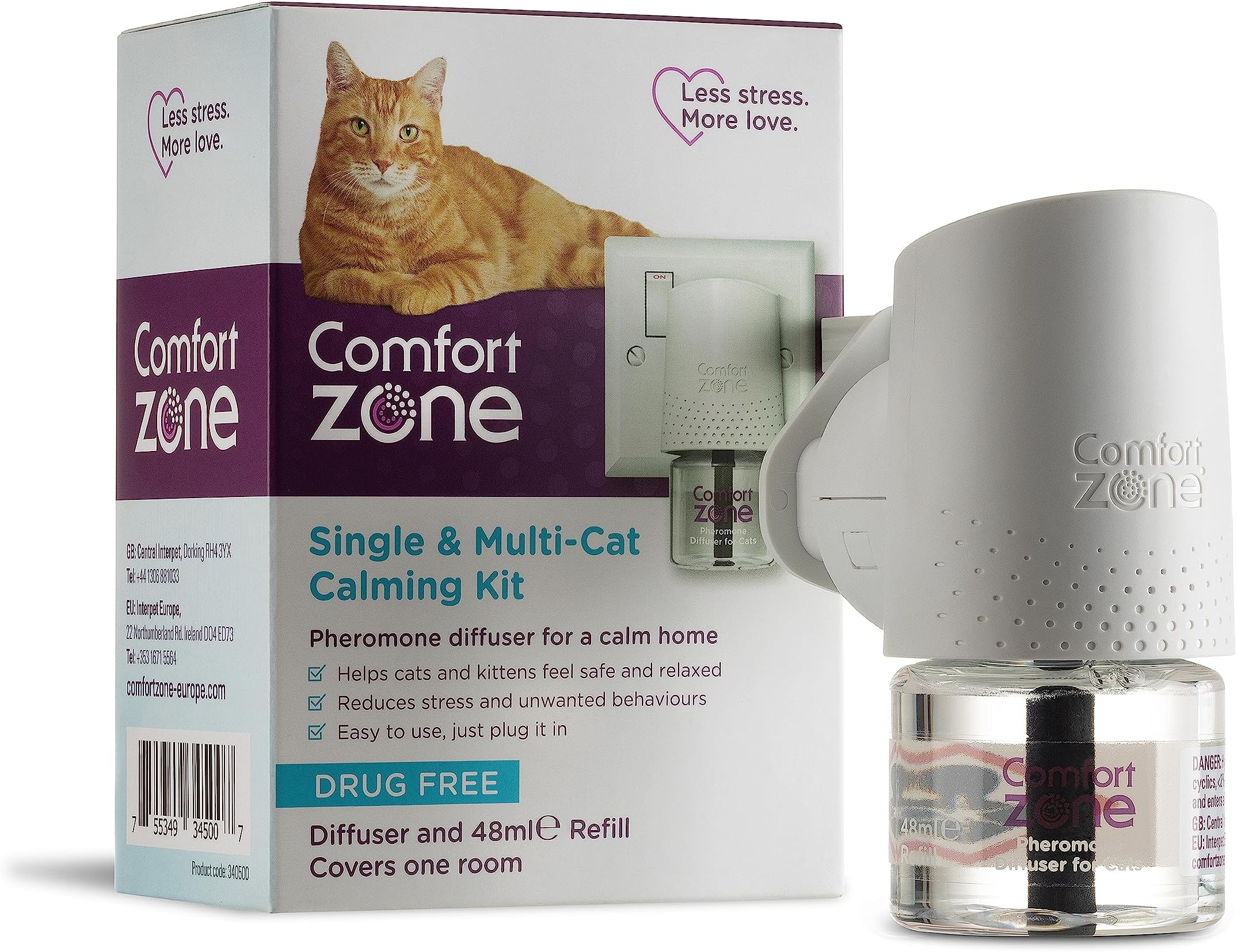 Comfort Zone Calming Pheromone Diffuser Starter Kit, for a Calm Single ...