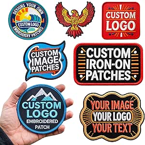 Amazon.com: Custom Patches, Embroidered Patches, Personalized Iron-On, Hook & Loop Patch, Custom ...