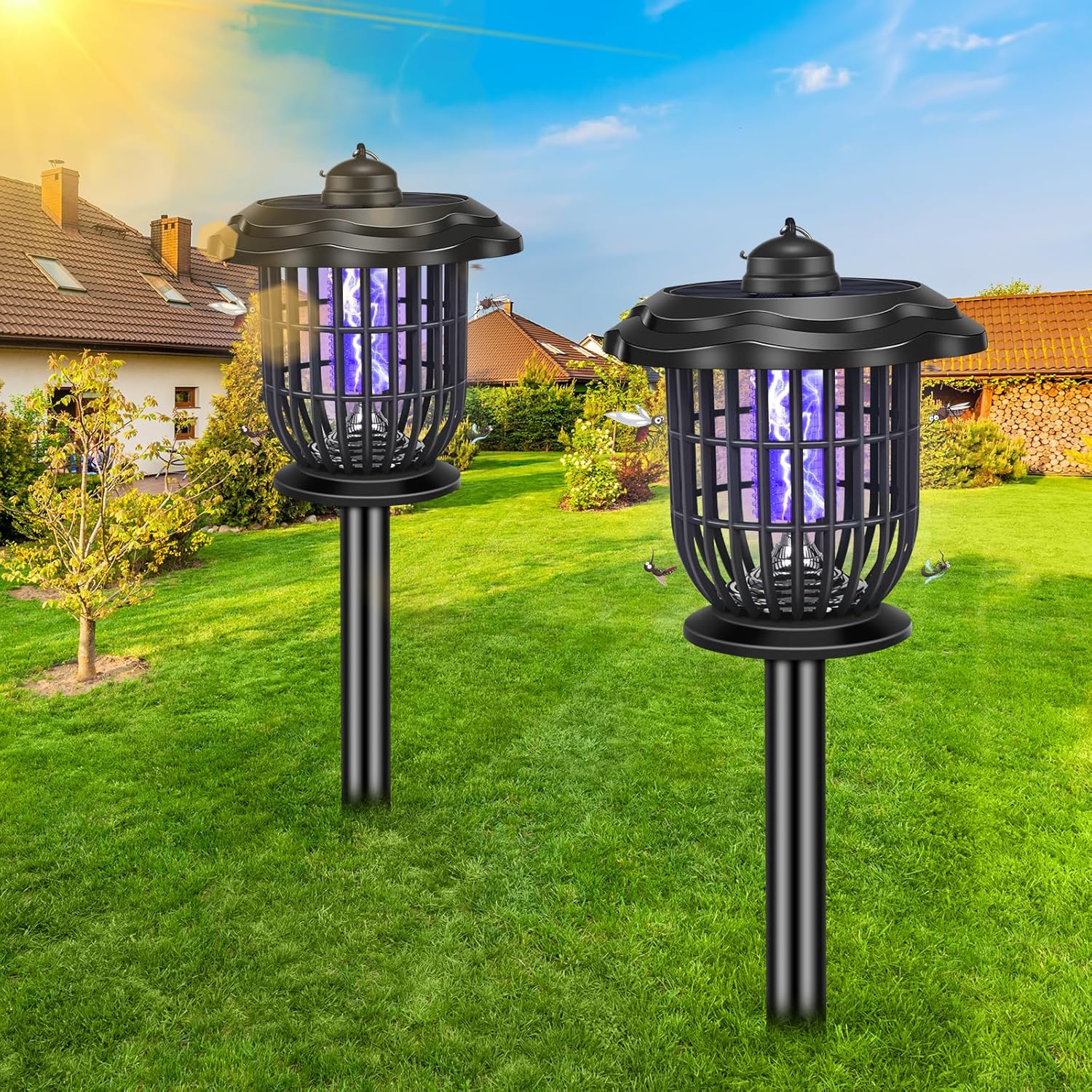 Amazon.com : 2024 Upgraded Solar Bug Zapper Outdoor, Mosquito Zapper ...