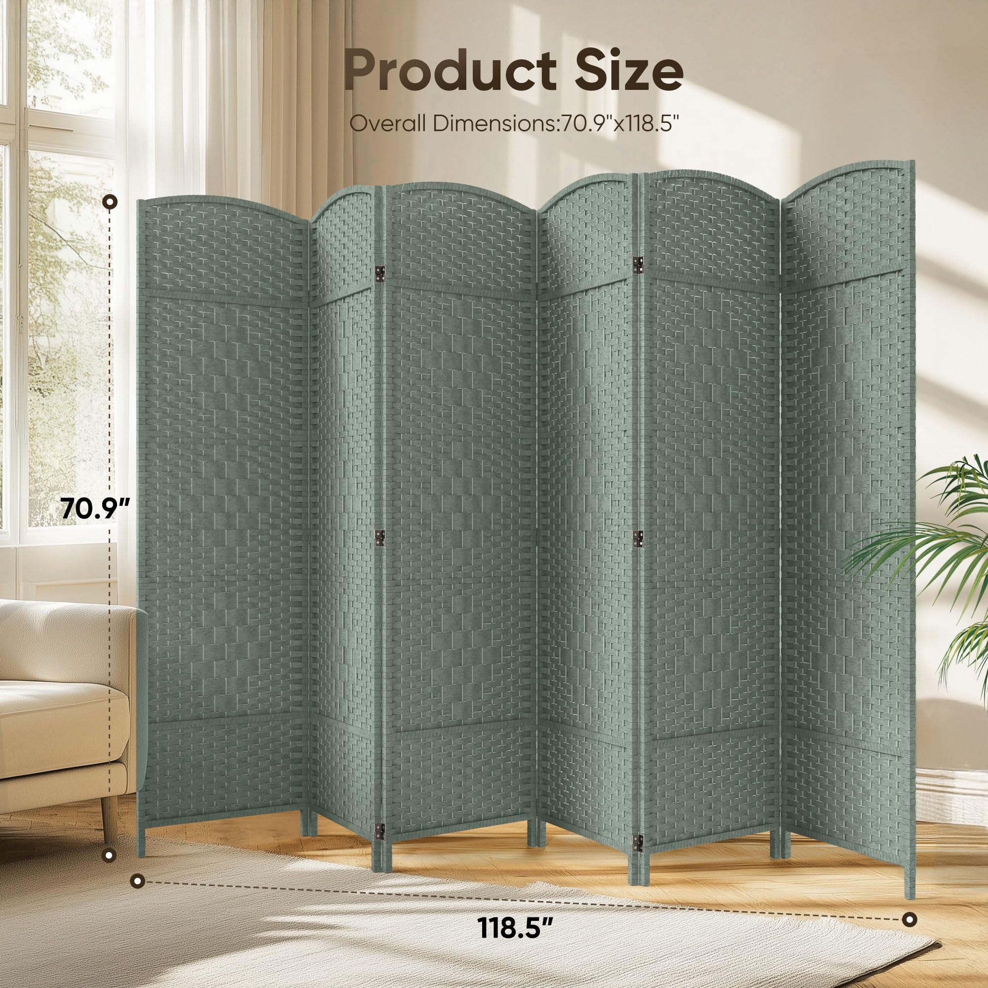 Snapklik.com : Room Divider 6 Panel Divider Wall, 6ft Tall Divider For ...