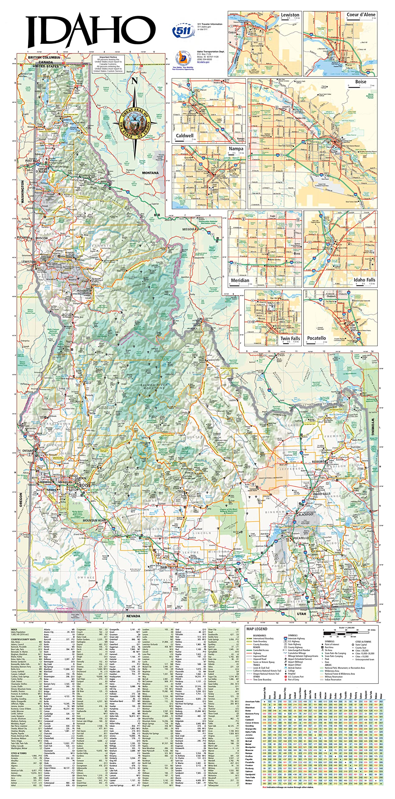 Map Of Idaho Touristic Map Worldofmapsnet Online