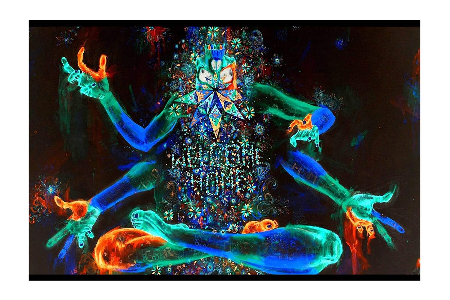 100Yellow® Cool Trippy Lights Digital Art Print Poster For Hostel Room ...