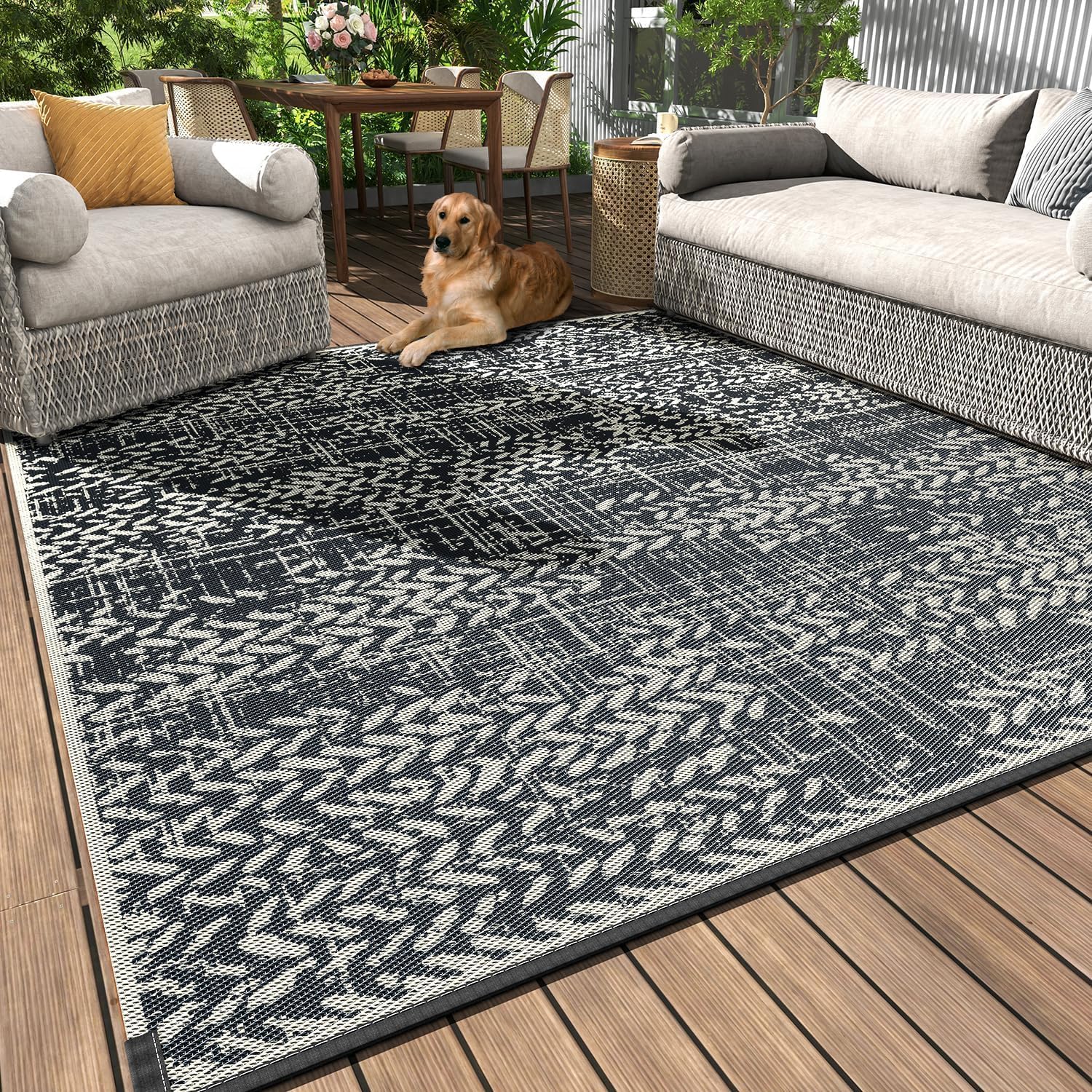 Outdoor Rug 8x10 Waterproof Outdoor Carpet Reversible Patio Rug ...