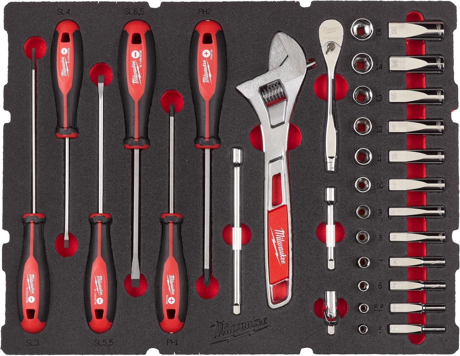 Milwaukee PACKOUT 1/4" Ratchet Insert and Screwdriver 35 Pieces ...