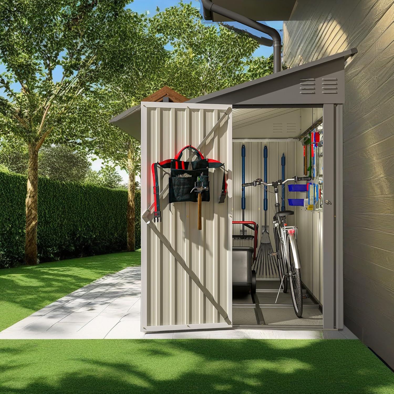 Amazon.com : RITSU 4x8FT Metal Storage Outdoor StorageShed with ...