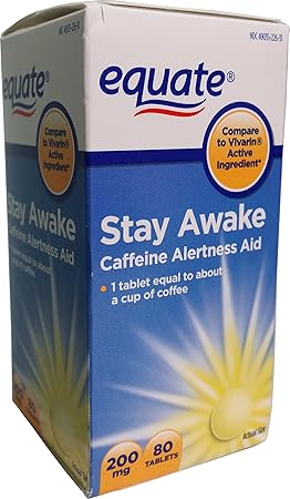 Amazon.com: Equate Stay Awake Caffeine Alertness Aid, 80 Tablets, 200 ...