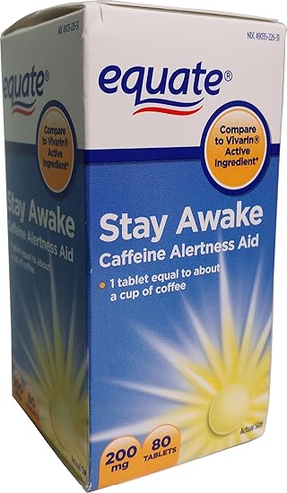 Amazon.com: Equate Stay Awake Caffeine Alertness Aid, 80 Tablets, 200 ...