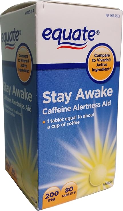 Amazon.com: Equate Stay Awake Caffeine Alertness Aid, 80 Tablets, 200 ...