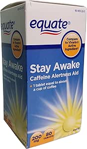 Amazon.com: Equate Stay Awake Caffeine Alertness Aid, 80 Tablets, 200 ...