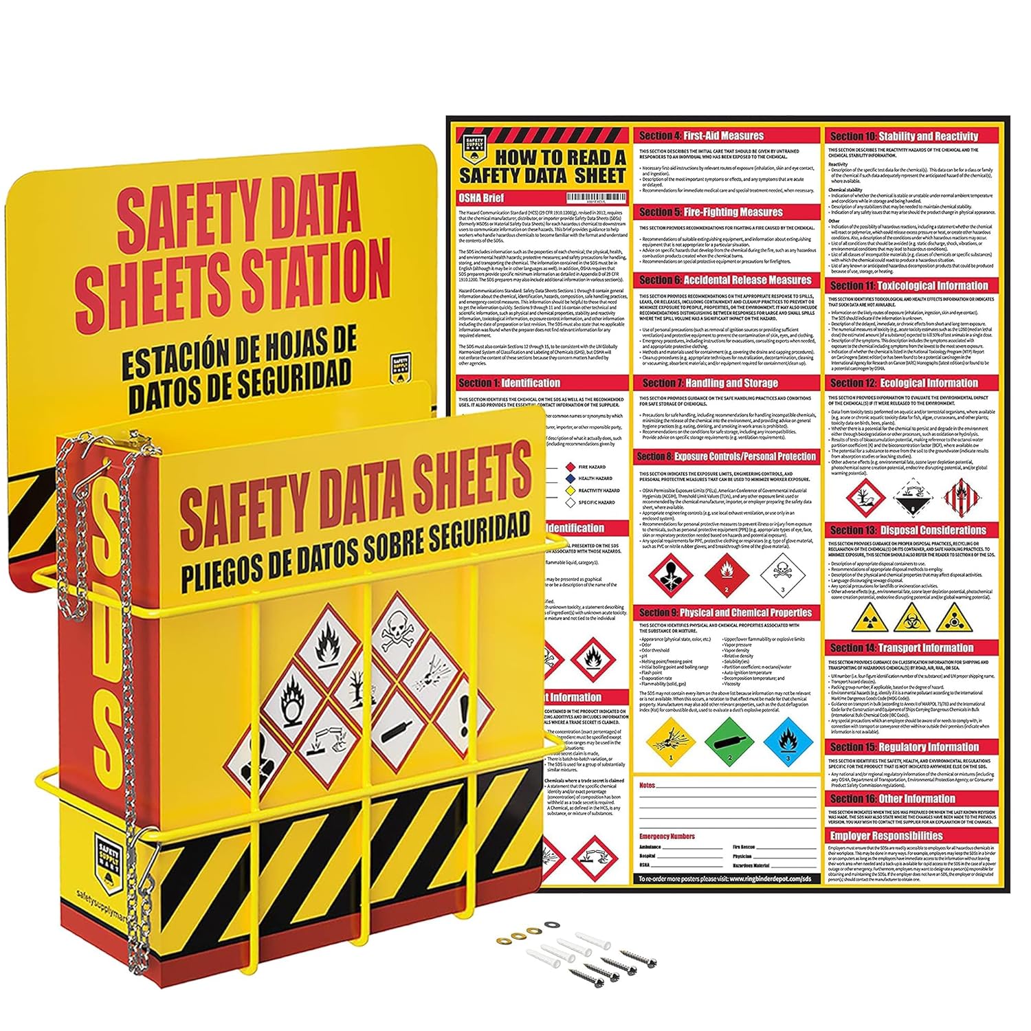 SDS Display Rack – Complete Set with Ring Binder, Wire Rack, SDS ...