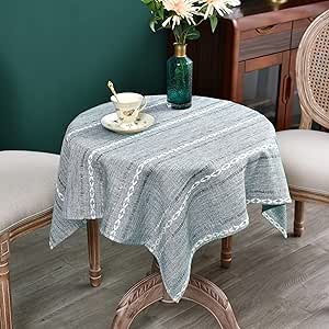 Amazon.com: NEWISHER Rustic Farmhouse Embroidered Small Square Tablecloth Jacquard Striped Table ...