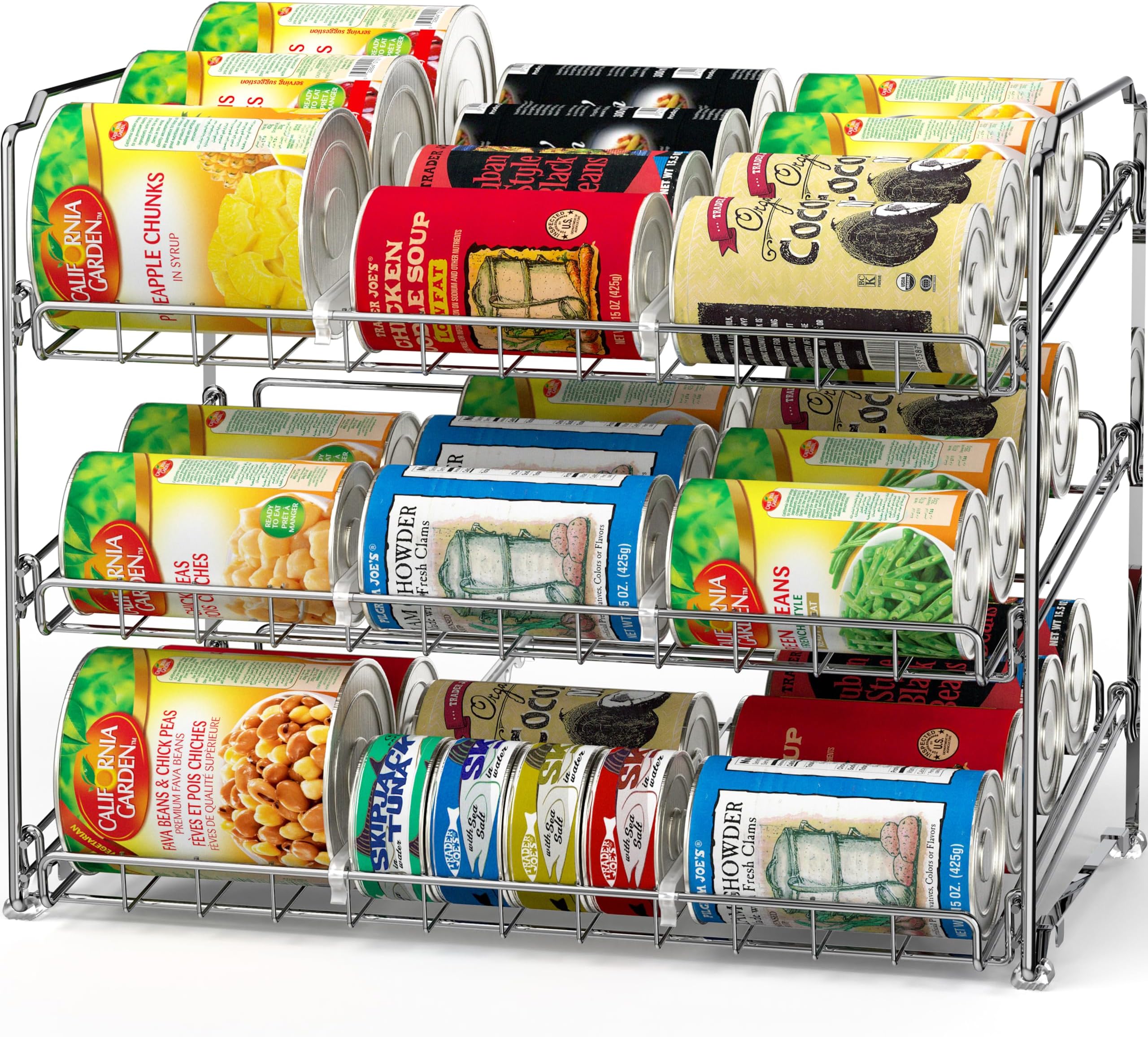 Simple Houseware Stackable Can Rack Organizer, Chrome : Amazon.co.uk ...