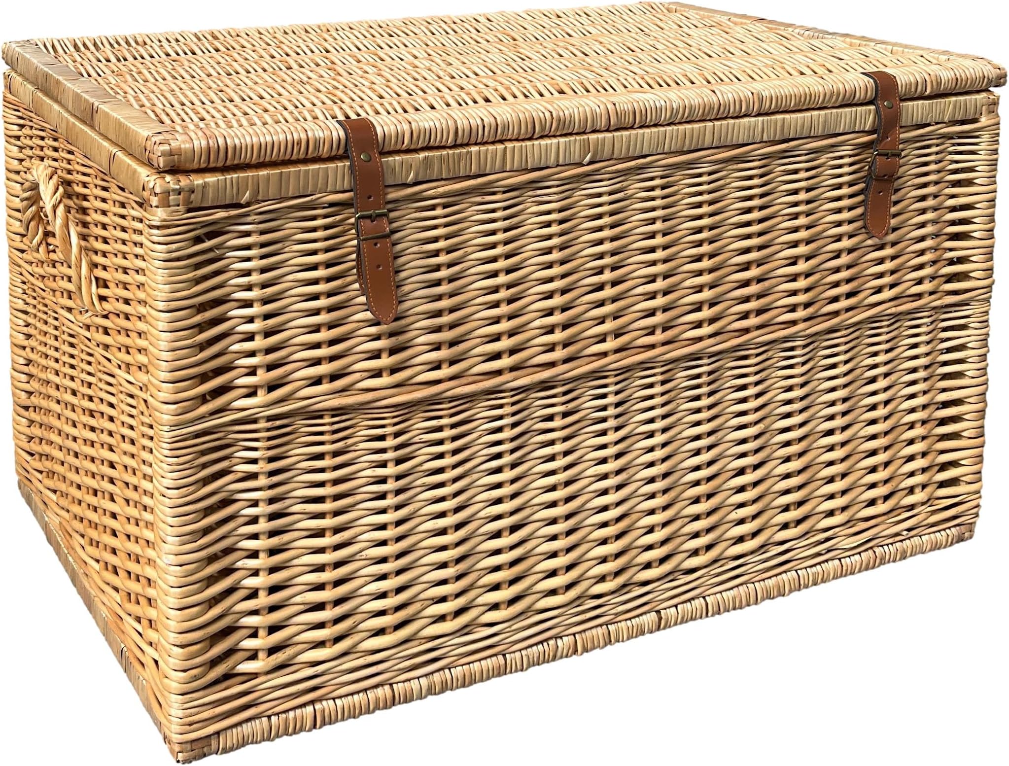 Arthur Cameron Deluxe Modena Wicker Storage Basket Trunk Chest with Lid ...