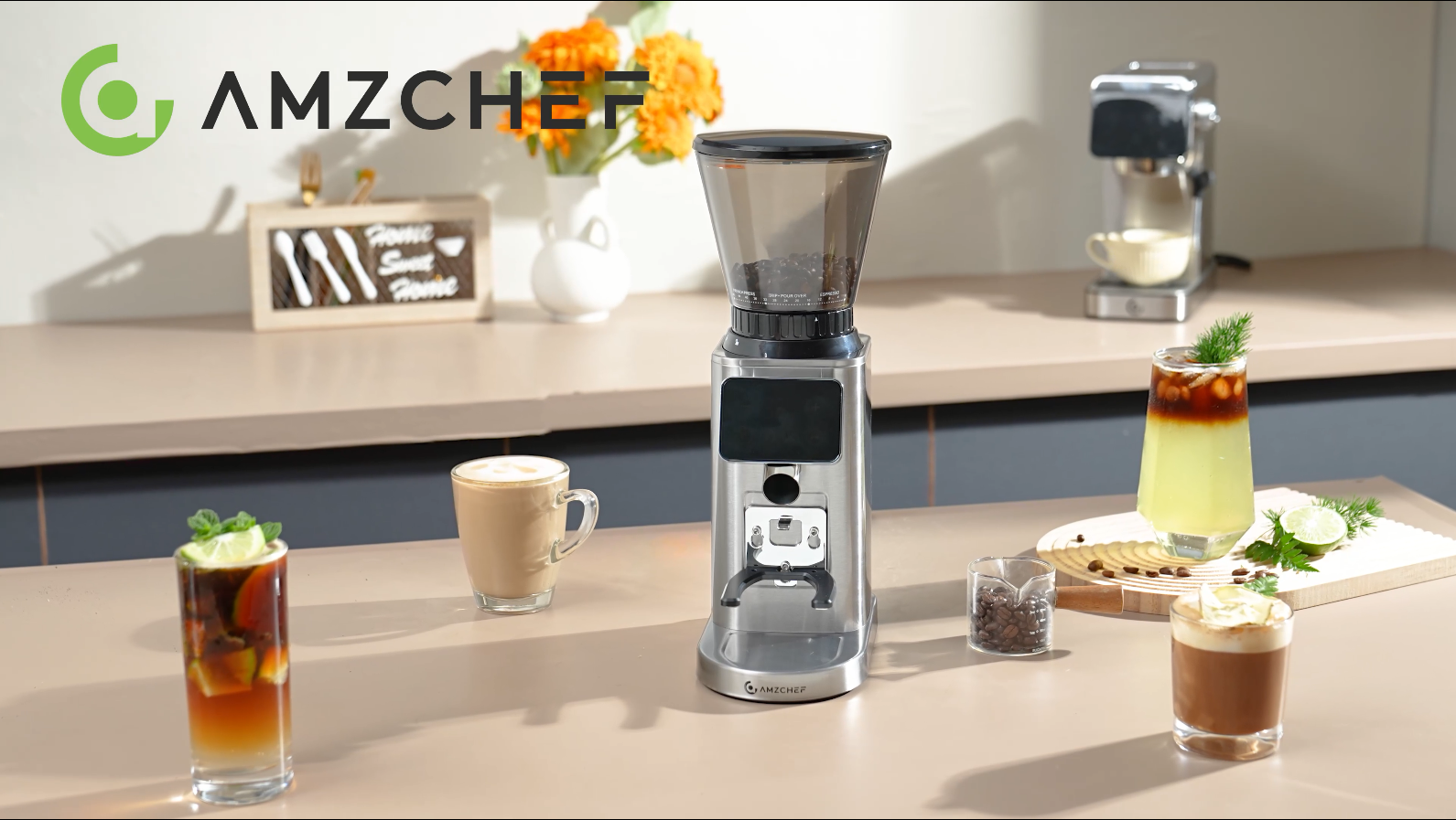 Precision Grinding System AMZCHEF Burr Coffee Grinder With 48 Settings ...