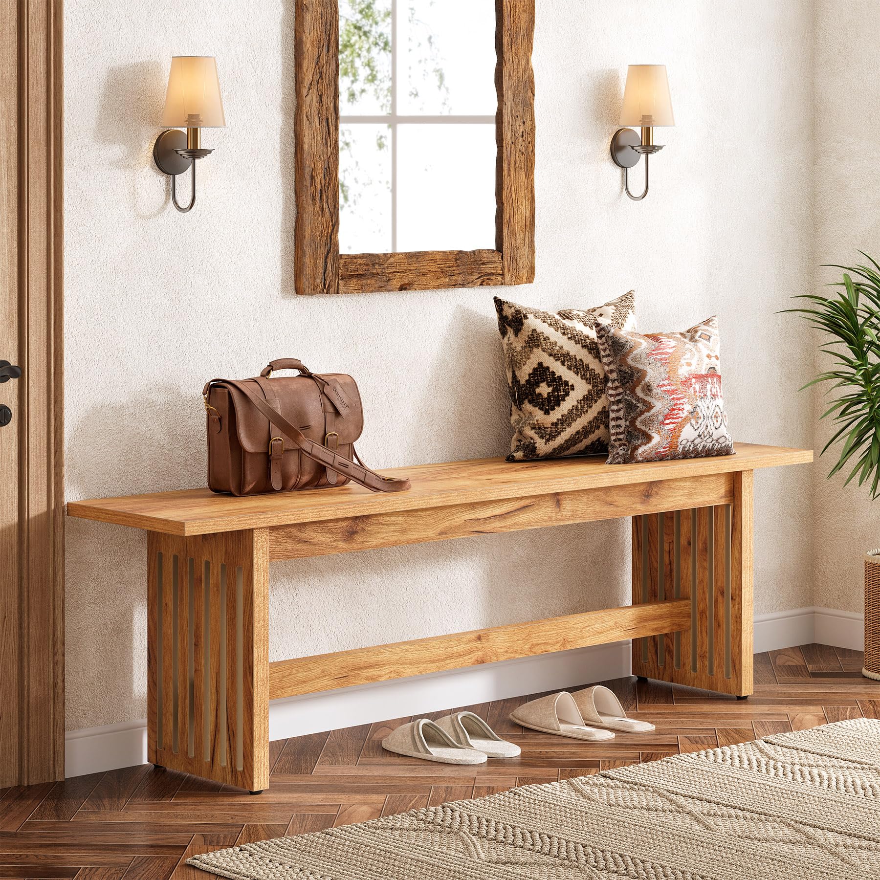 Amazon.com - Tribesigns 59" Wood Entryway Entry Bench, Kitchen Bench ...