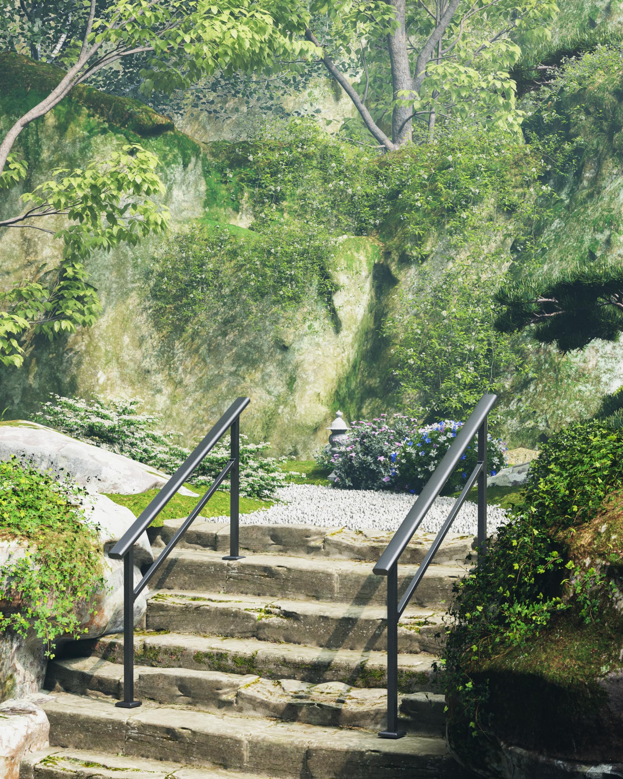 DEXSO Hand Rails for Outdoor Steps, 2 Step Handrail & Indoor Stair ...