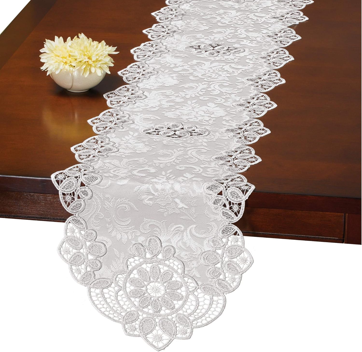 Amazon.com: Collections Etc Delicate Crochet Lace Floral Table Linens ...