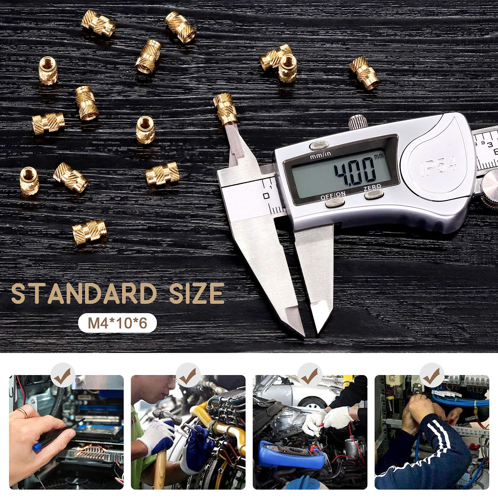 Snapklik.com : 120Pcs M4x10x6mm Brass Nuts Embedment Nut Thread Brass ...