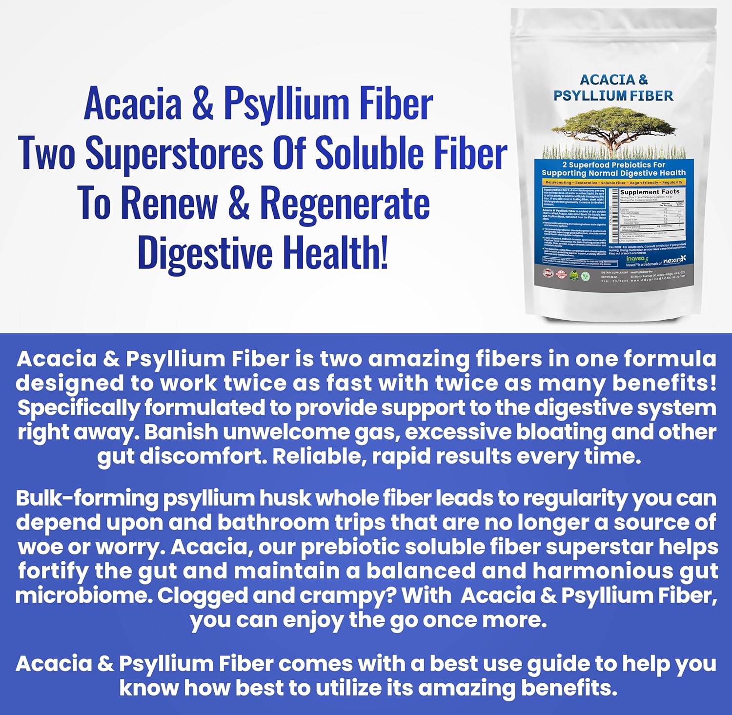 Kidney Restore Acacia & Psyllium Husk Fiber Powder - Prebiotic ...