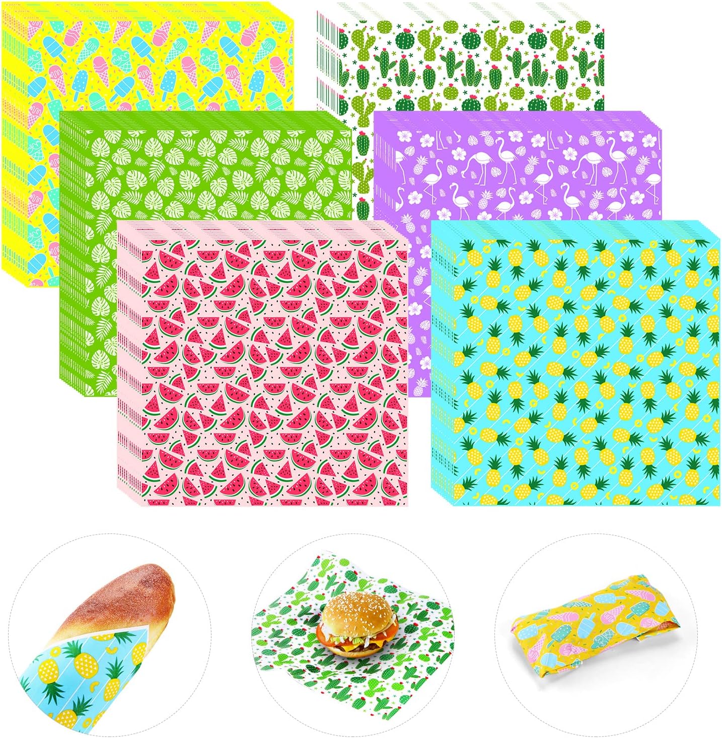 Amazon.com: Variety Pack Check Sandwich Paper Wrap 12 x 12 inch Deli ...