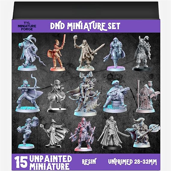 Amazon.com: TYL | DND2 15-Piece Miniature Set – Unpainted 32mm Resin ...