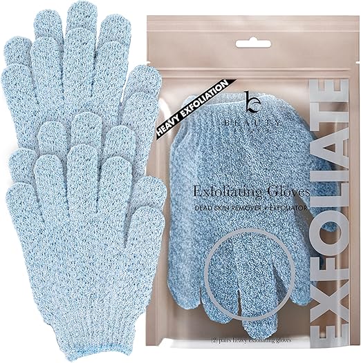Amazon.com: Exfoliating Bath Gloves for Shower - (2 Pairs, 4 Gloves) Heavy Exfoliation, Body ...