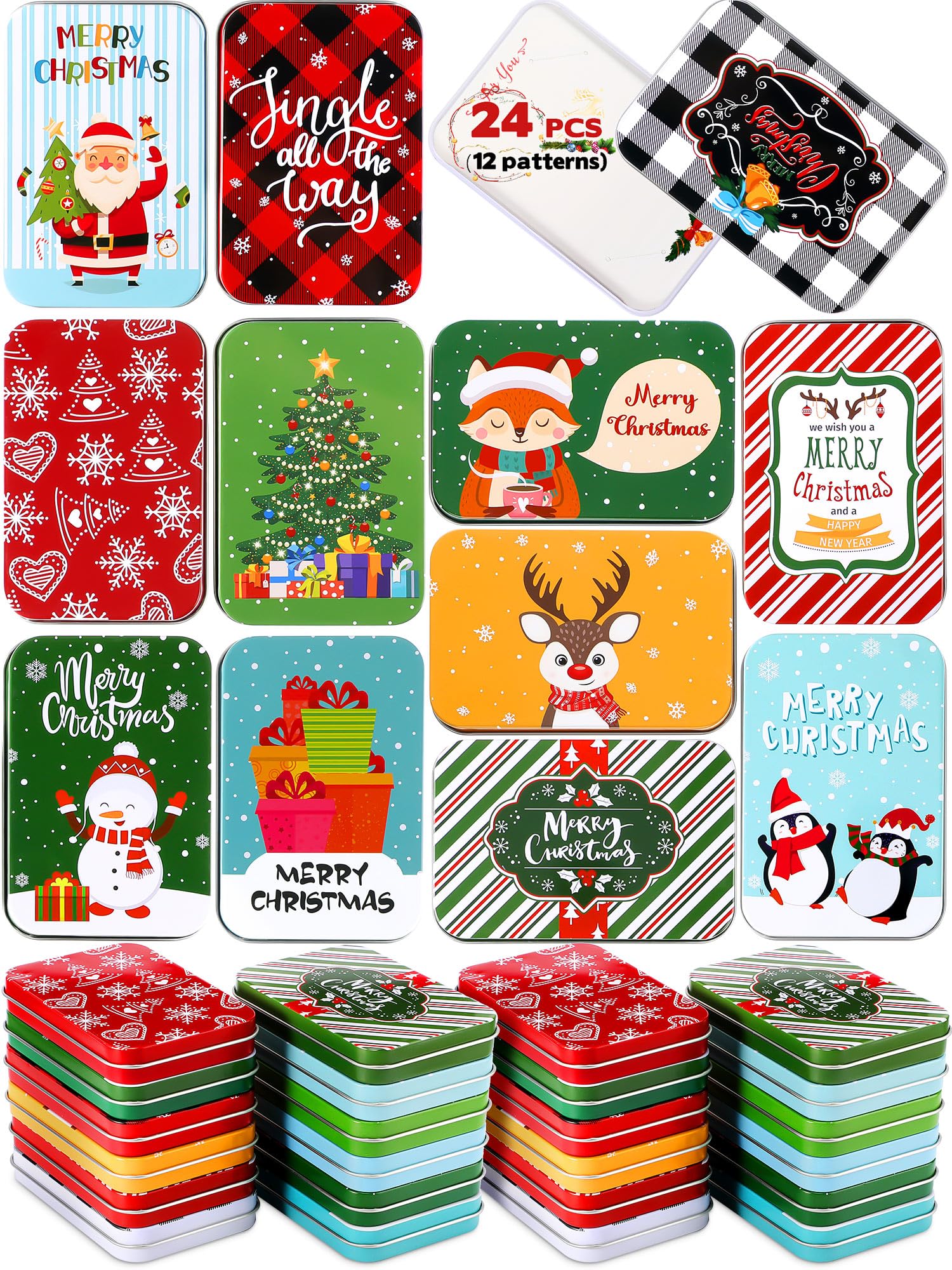 Amazon.com: Sliner 24 Pcs Christmas Gift Card Holders Metal Tin Boxes ...