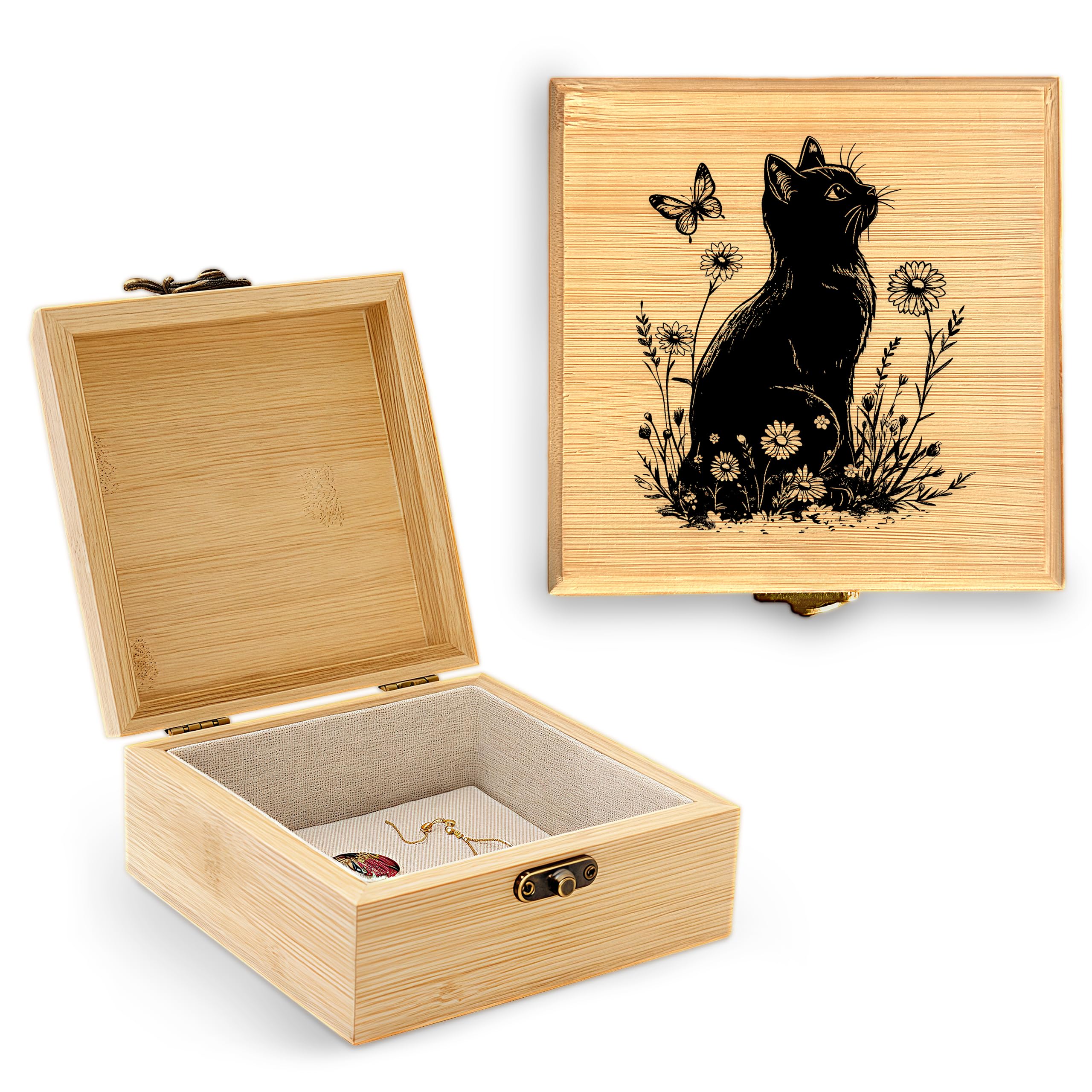 Amazon.com: BJDAMAI Cat Trinket Keepsake Decorative Jewelry Box, Cat ...