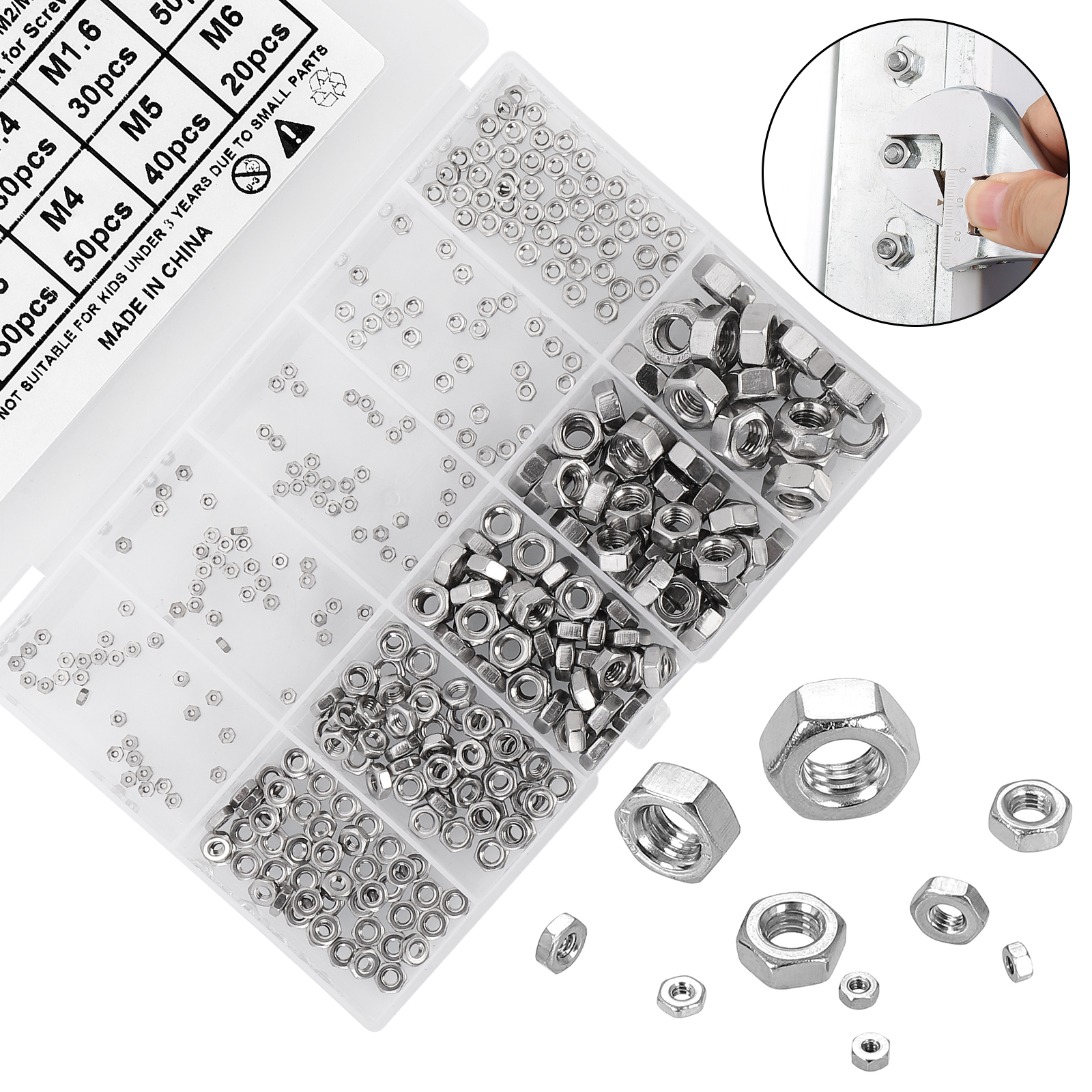 Plug 60 Assorted A2 Stainless Steel Hex Nuts – Metric M4 M5 M6 Sizes ...
