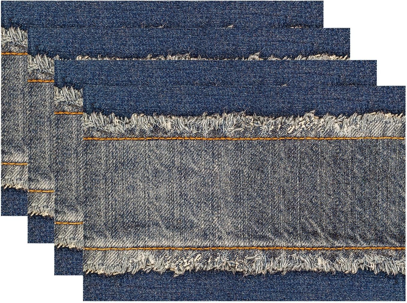 Amazon.com: Batmerry Blue Fringe Orange Placemat,Denim Torn Worn Blue ...