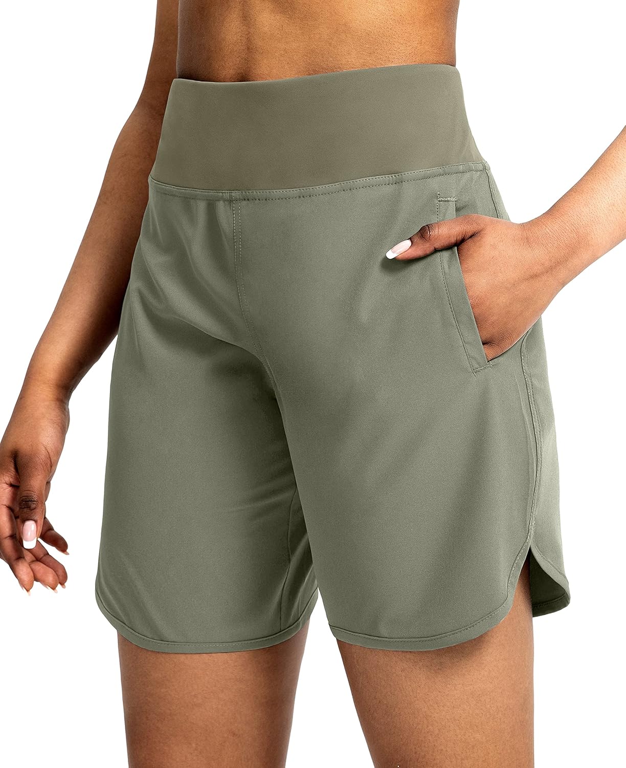 Amazon.com: Soothfeel Women's Running Shorts with Zipper Pockets 7 Inch ...