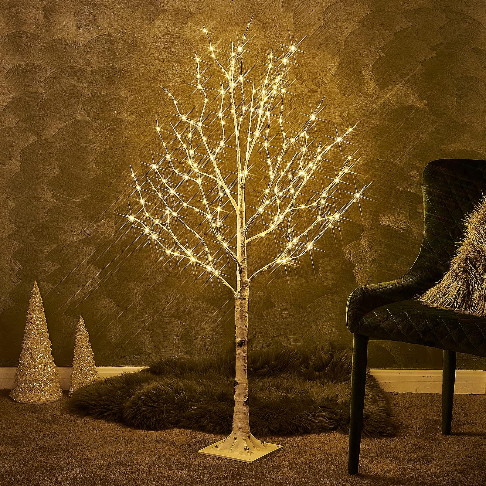 Amazon.com : Ecolinear 4 Feet Snow Dusted Tree 48 LED Lights Warm White ...