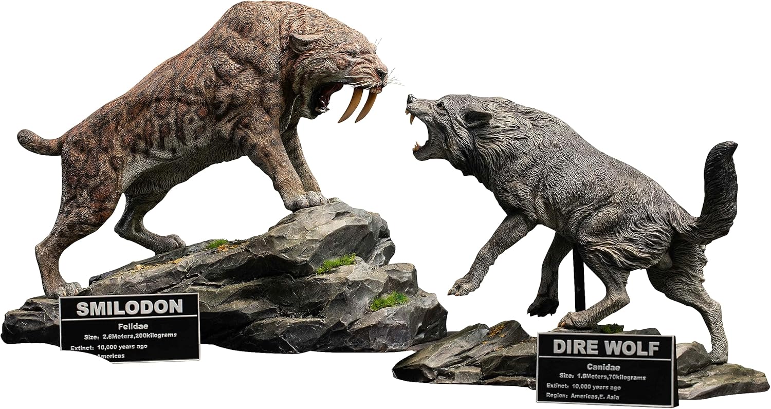 Amazon.com: Wonders of The Wild Series: Dire Wolf & Smilodon Polyresin ...