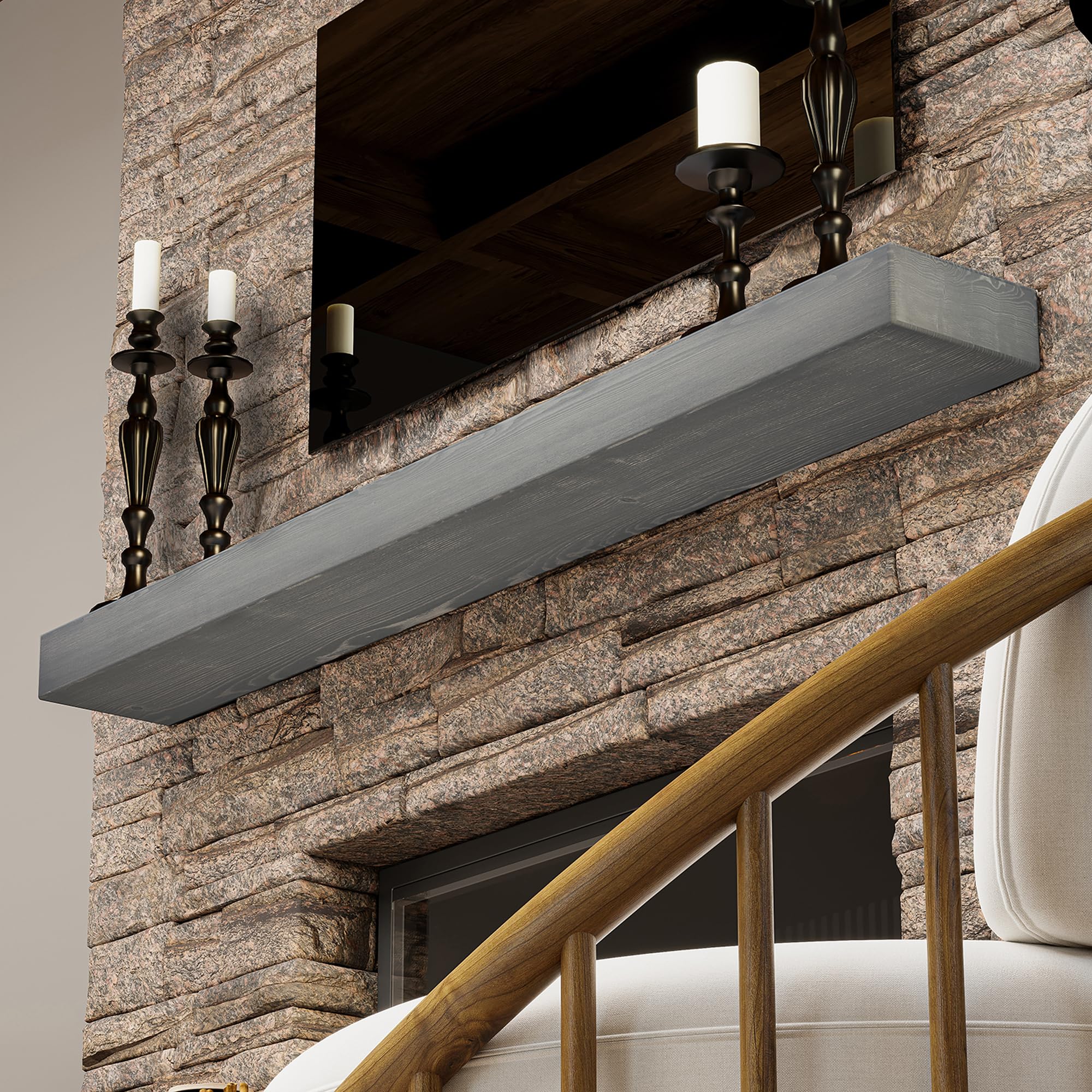 BoscoMondo Solid Wood Fireplace Mantel Shelf, Floating Mantle for ...