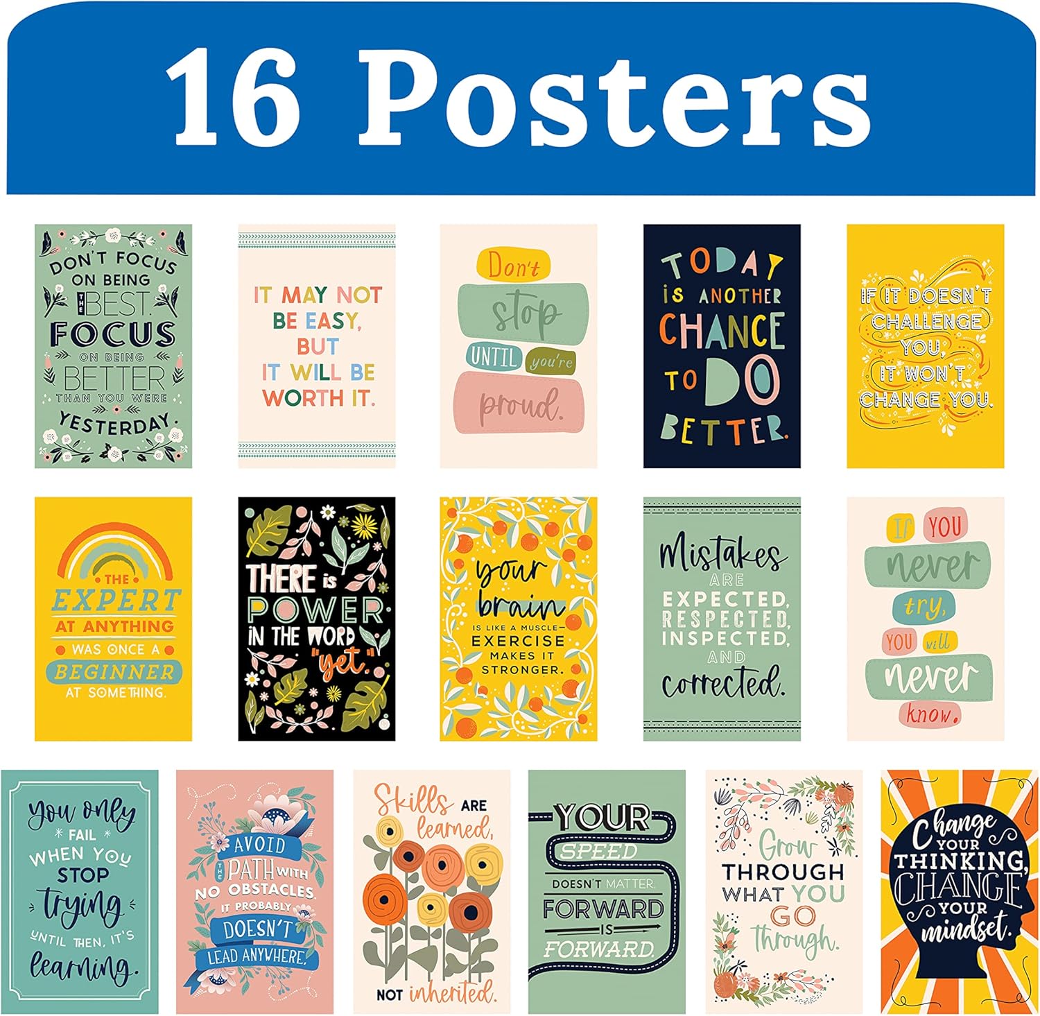 Motivational Poster Set - Colorful Classroom Decor Nepal | Ubuy