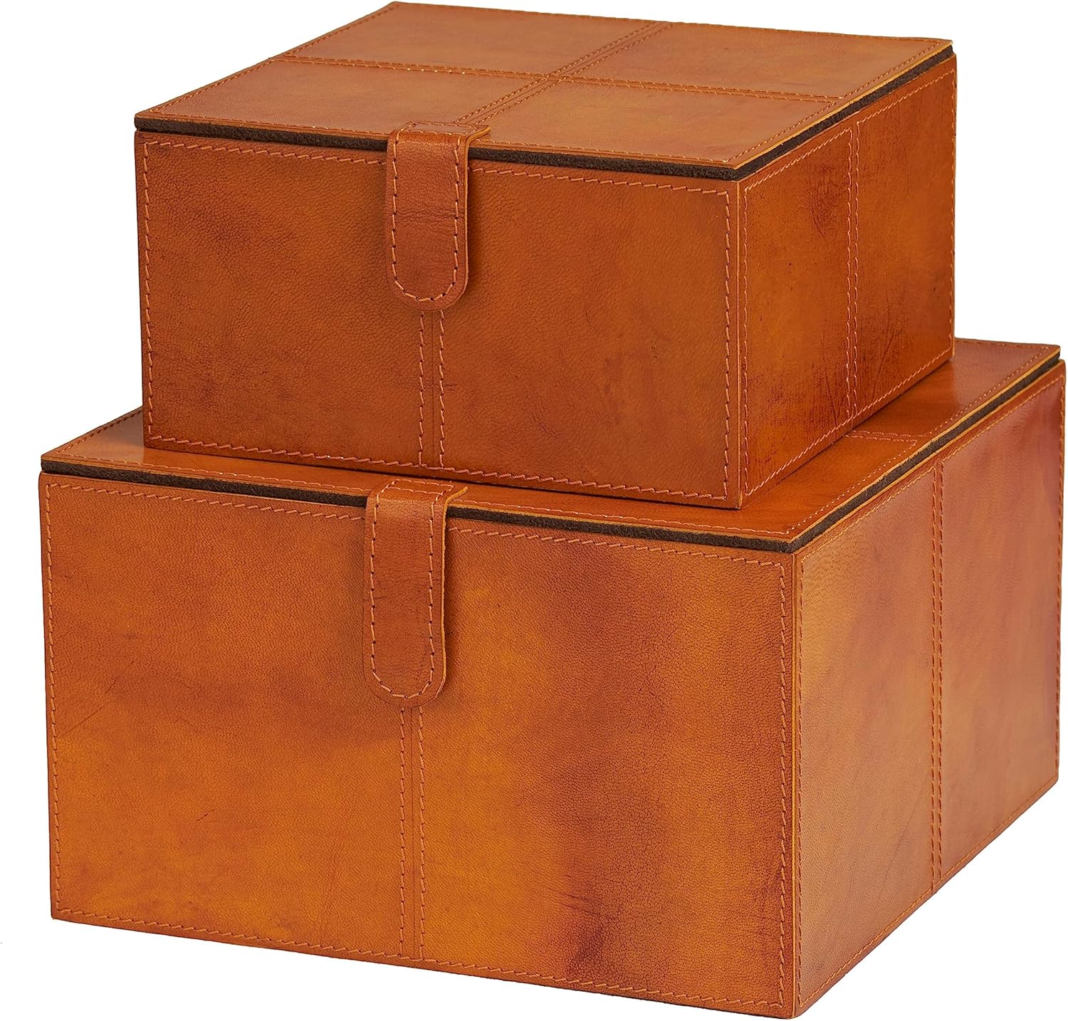 Amazon.com: Deco 79 Leather Storage Box with Snap Front Closure and ...